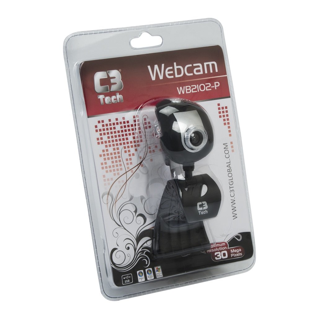 Webcam - USB 2.0 - C3 Tech - Preta/Prata - WB2102-P - Waz